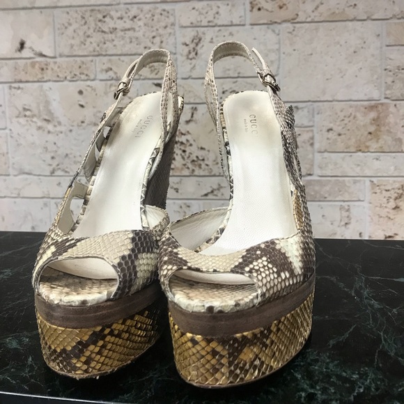 Gucci | Shoes | Gucci Snake Skin Platform Wedges | Poshmark